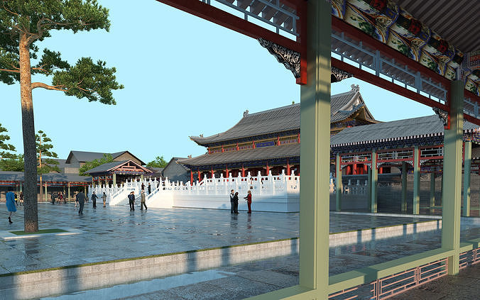 China temples church Historical sites palace Tang dynasty 3D model ...