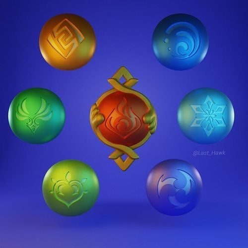 Fontaine Vision Eye of God Genshin Impact 3D model 3D printable | CGTrader