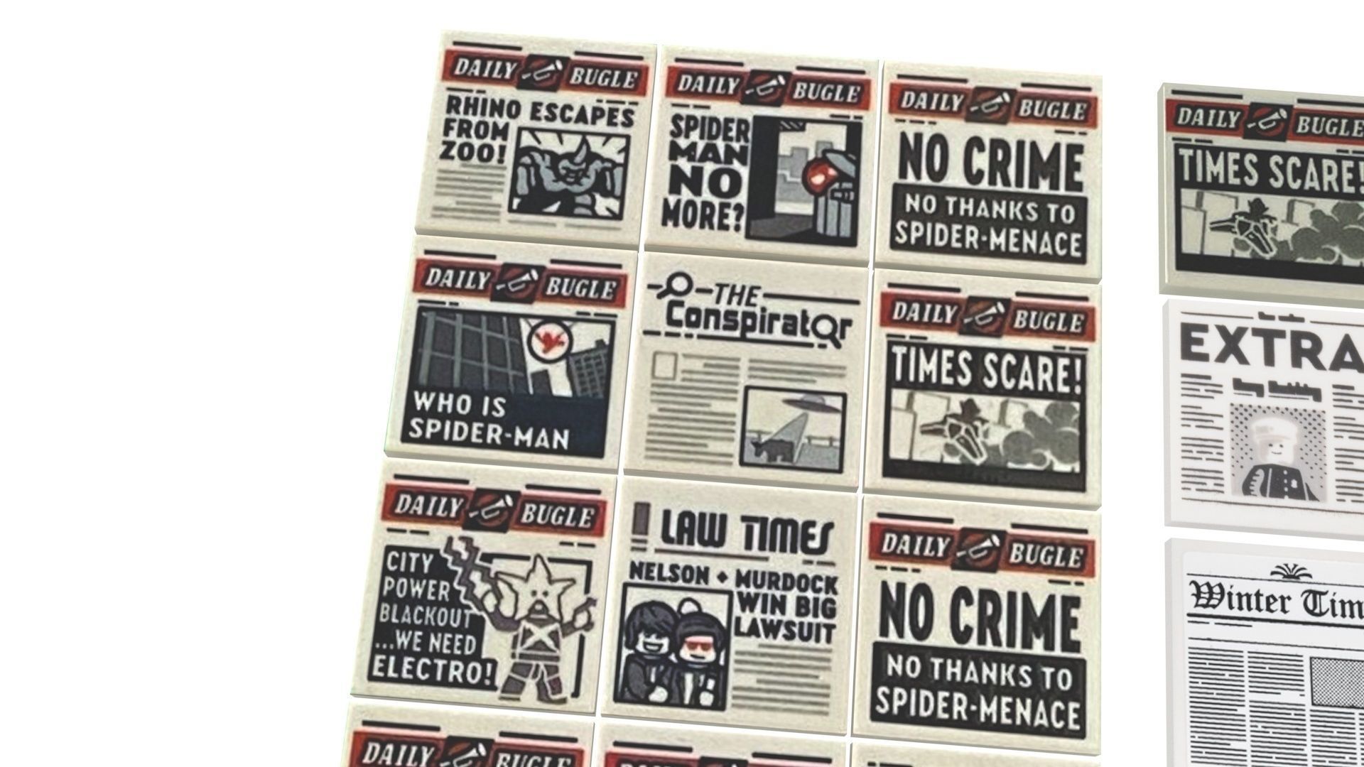 Newspapers Lego Tiles Set 3D model | CGTrader