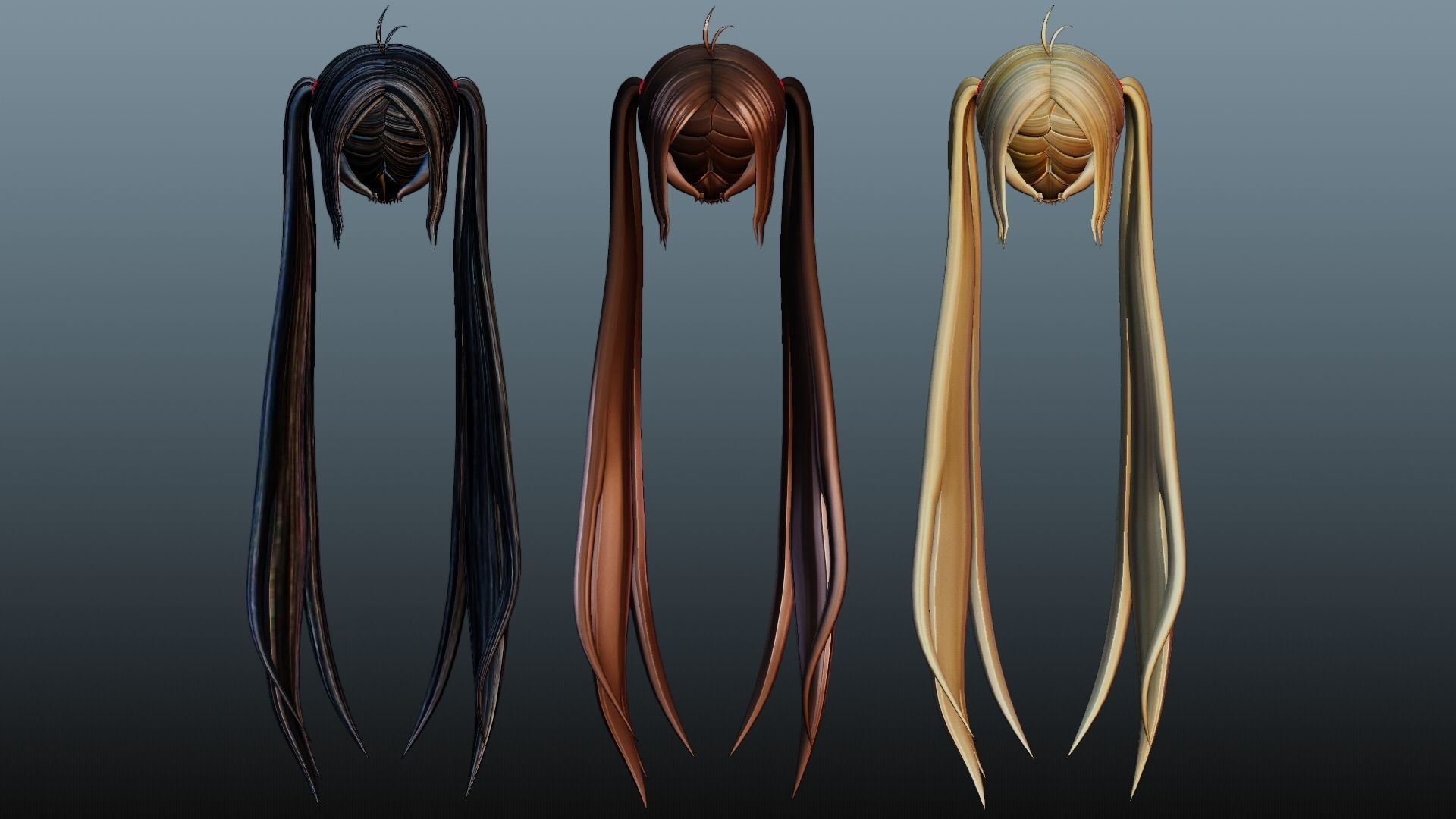 3D model Female hair low poly 3 color VR / AR / low-poly | CGTrader