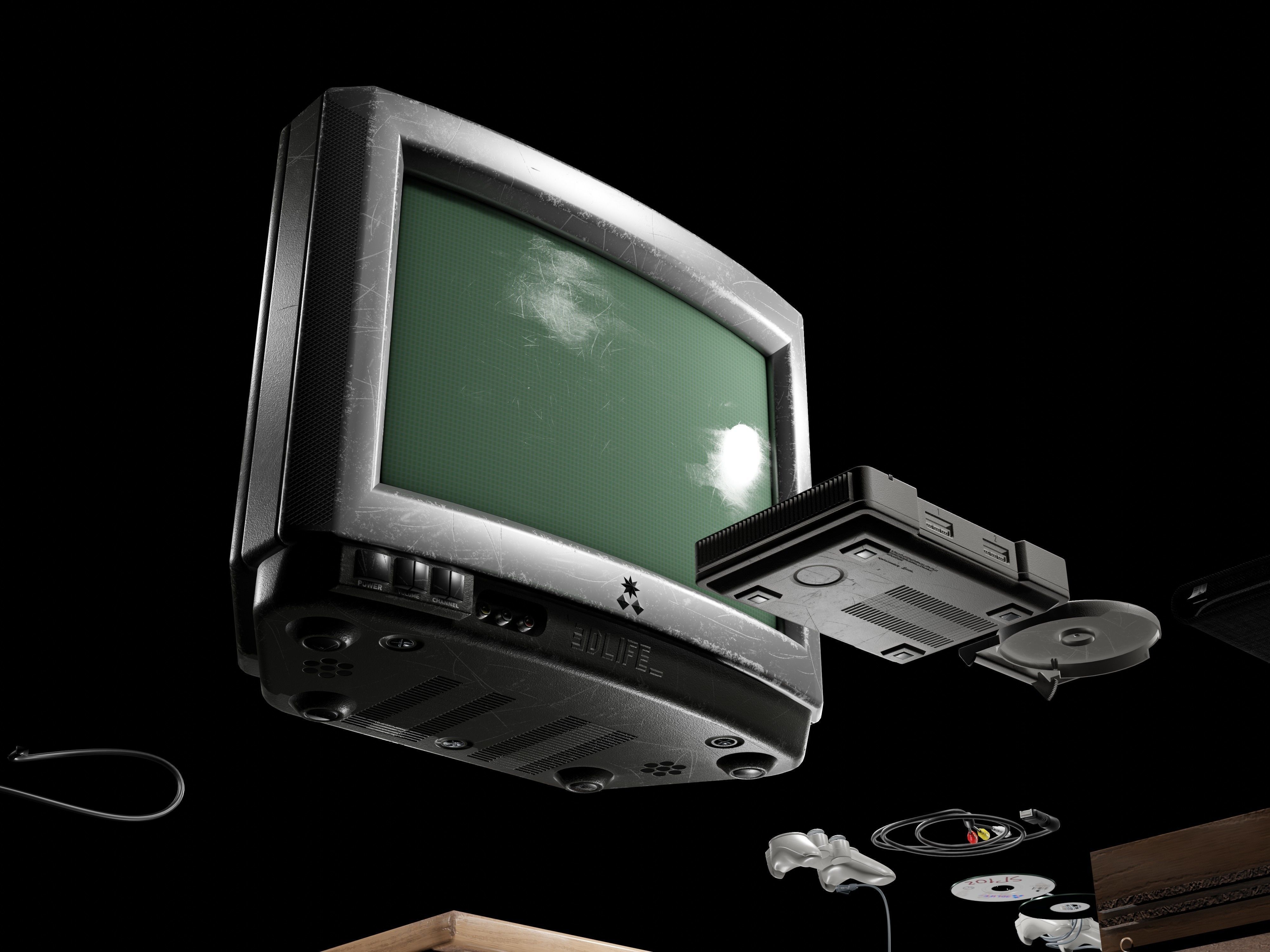 3D model CRT TV and Game Console VR / AR / low-poly | CGTrader