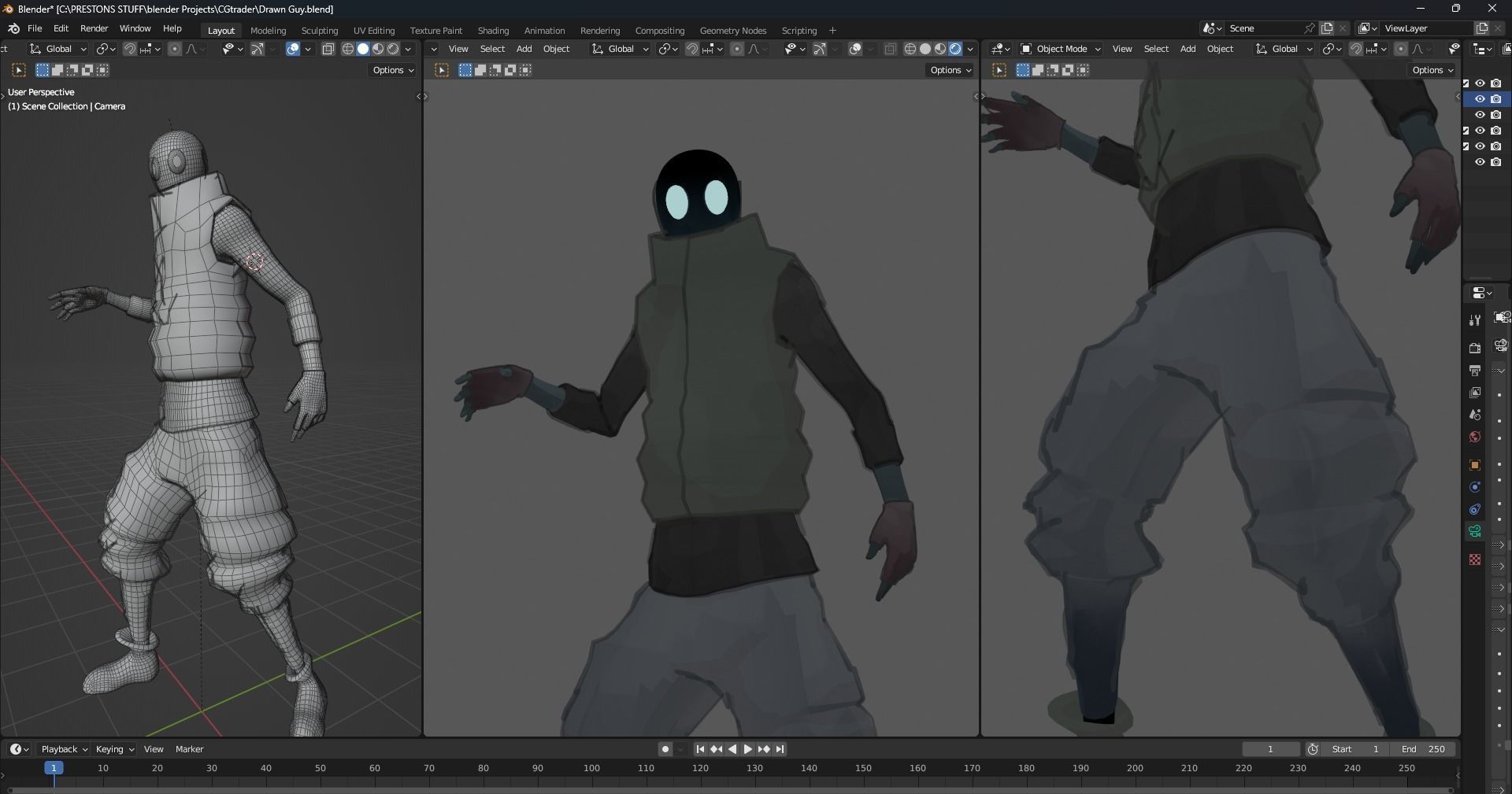 2D Looking Charater free 3D model rigged | CGTrader