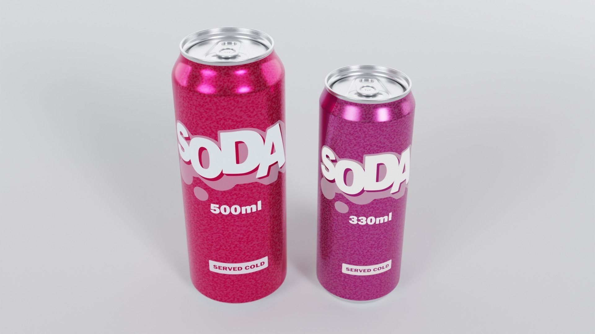 Soda cans 500ml and 330ml 3D model rigged | CGTrader