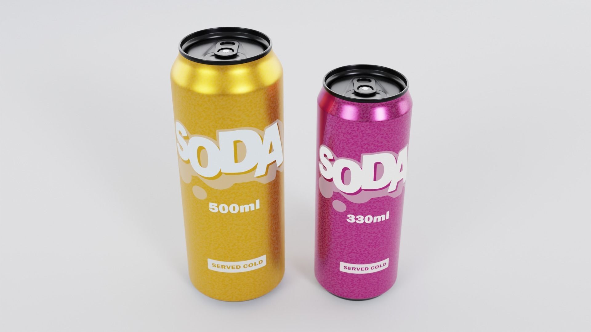 Soda cans 500ml and 330ml 3D model rigged | CGTrader