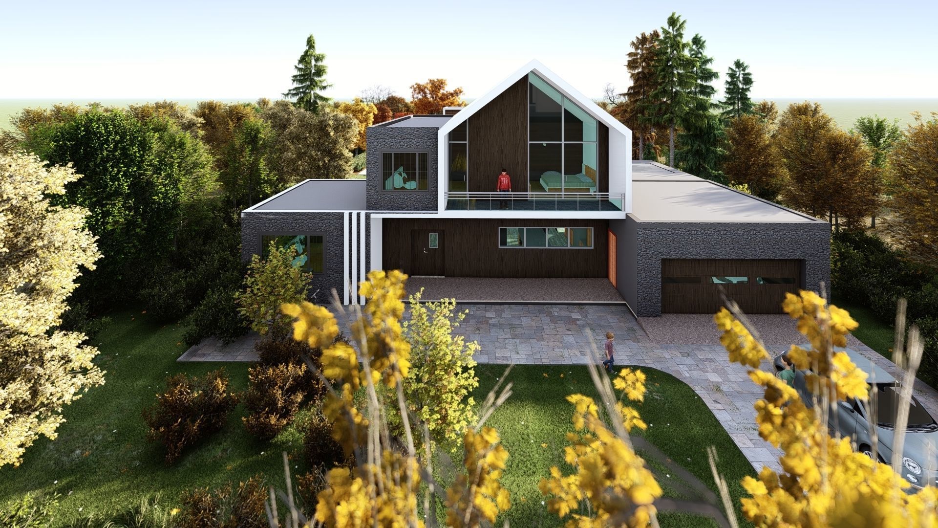 3D model Small family 3D modern House plan VR / AR / low-poly | CGTrader