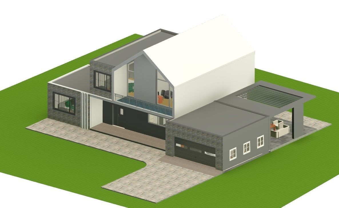 3D model Small family 3D modern House plan VR / AR / low-poly | CGTrader