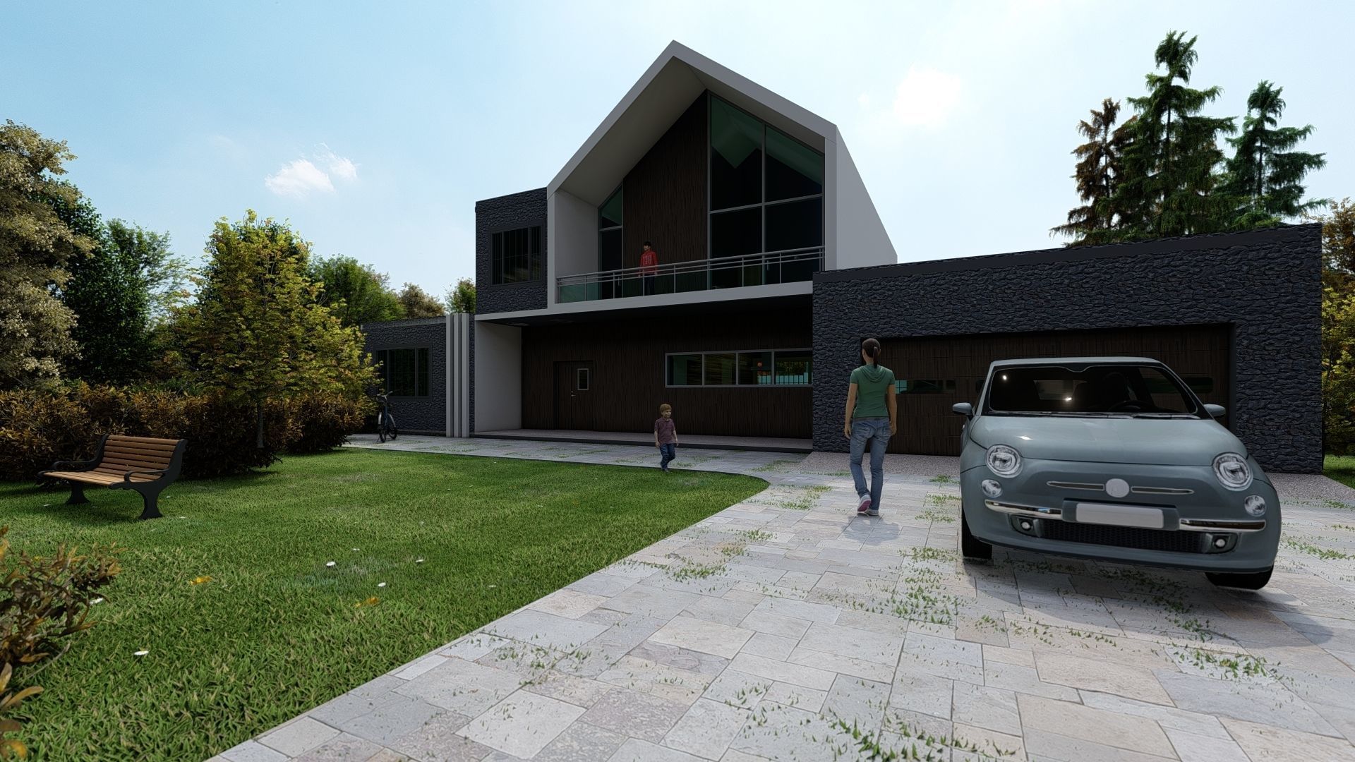 3D model Small family 3D modern House plan VR / AR / low-poly | CGTrader