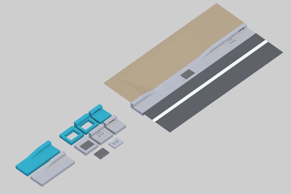 L-shaped gutter Street culvert Type 1 3D model | CGTrader
