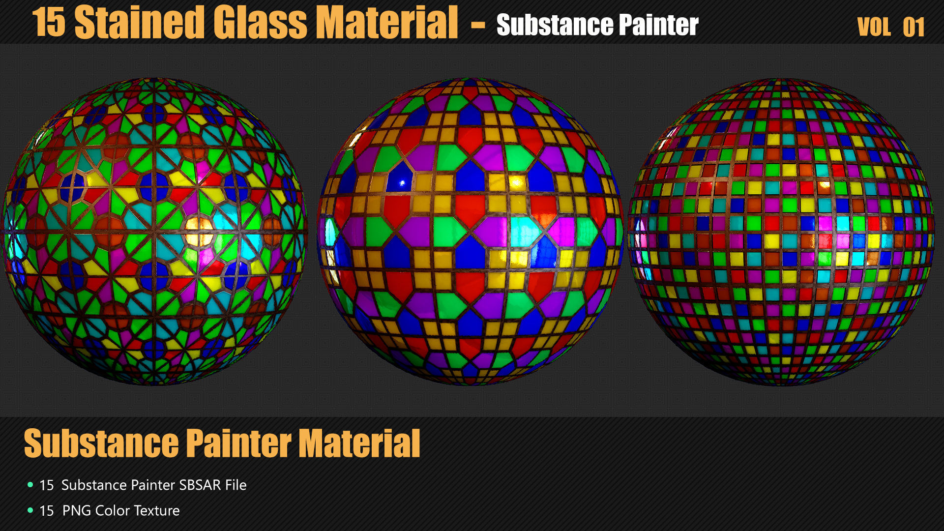 15 Stylized Stained Glass Materials Substance Painter Texture | CGTrader