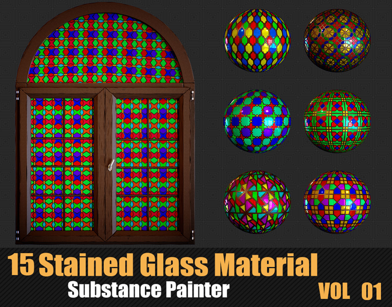 15 Stylized Stained Glass Materials Substance Painter Texture | CGTrader
