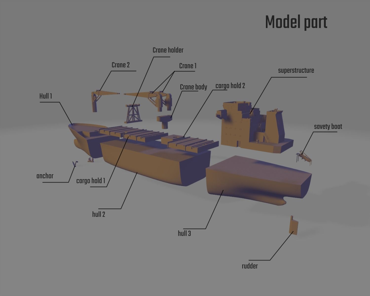 Cargo ship Miniature 3D model 3D printable | CGTrader
