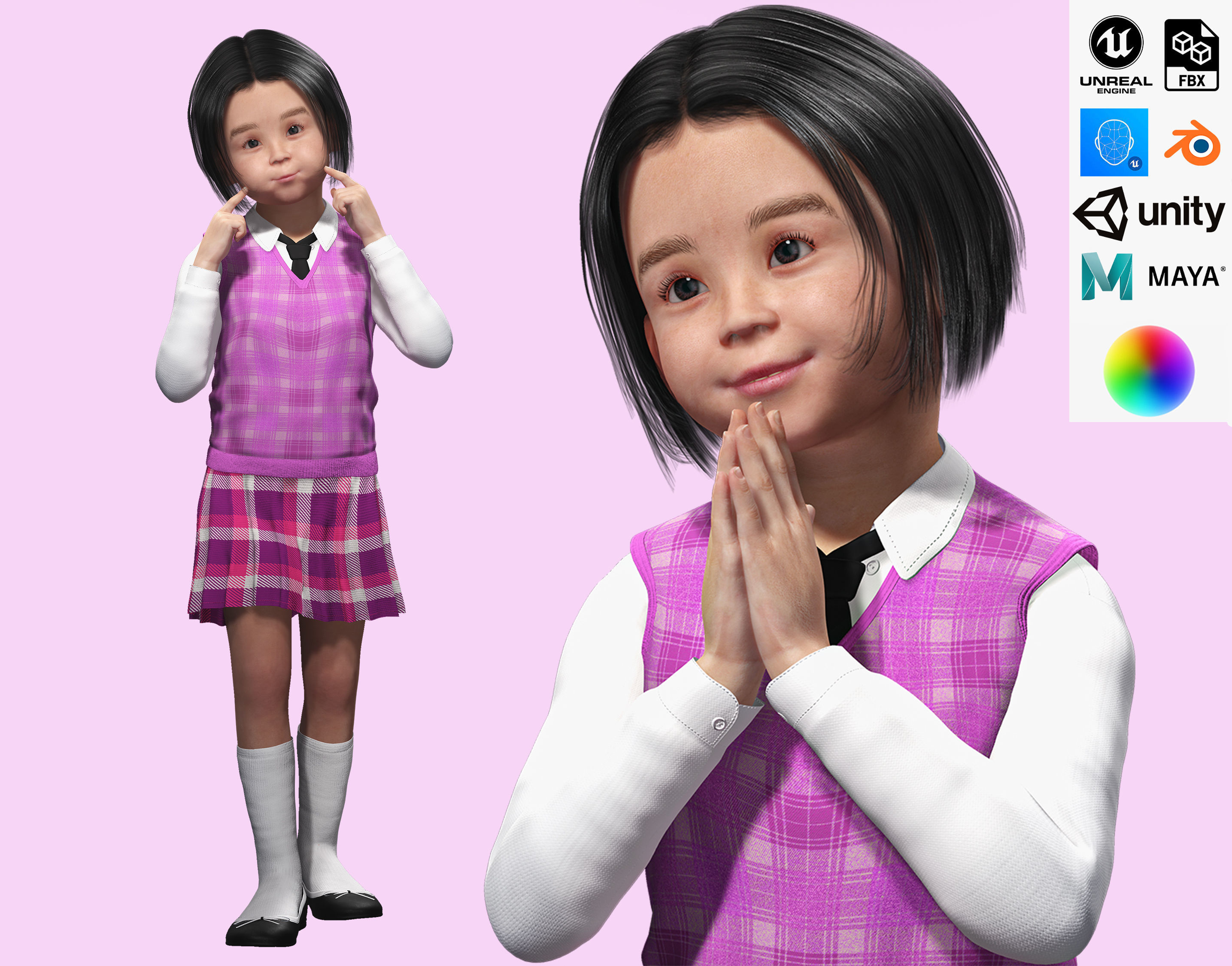 3D model Yuna-Realistic Korean girl VR / AR / low-poly | CGTrader