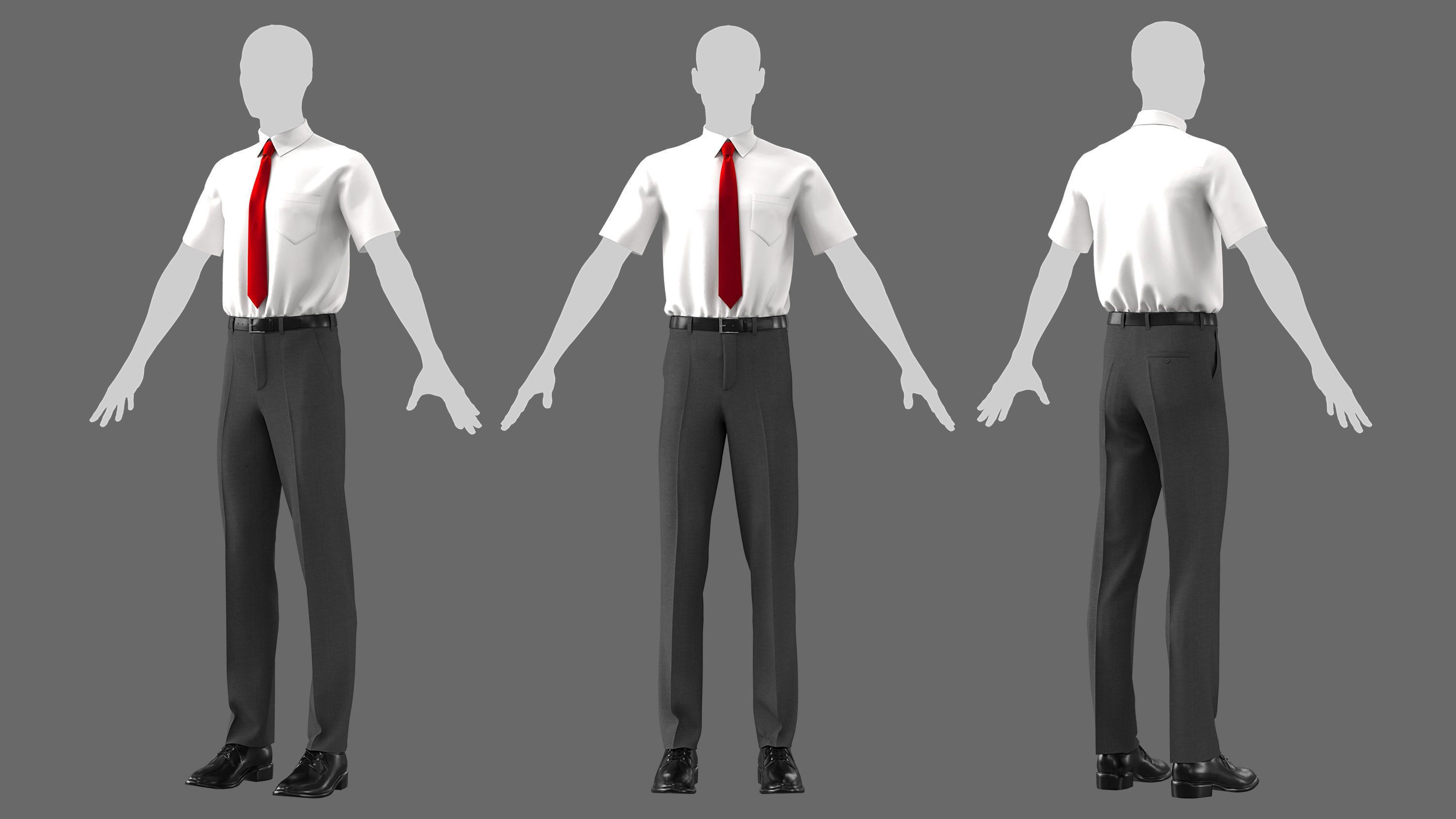 High School Uniform Set for Boys 3D model | CGTrader