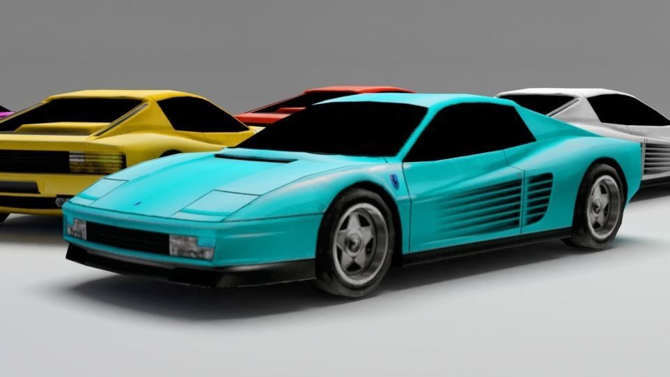 3D model Ferrari Testarossa Low poly VR / AR / low-poly | CGTrader