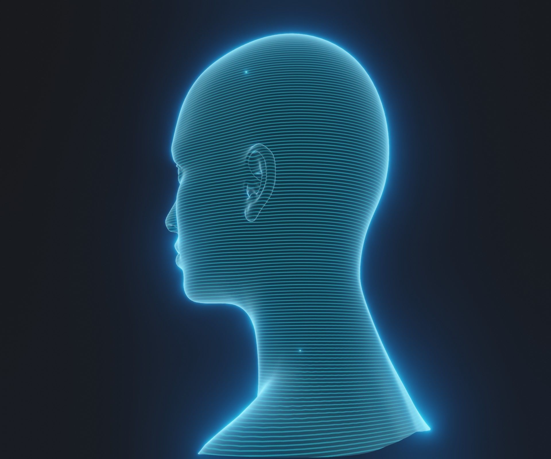 3D model Hologram Female Head 3D Model Animated with Facial Expressions ...