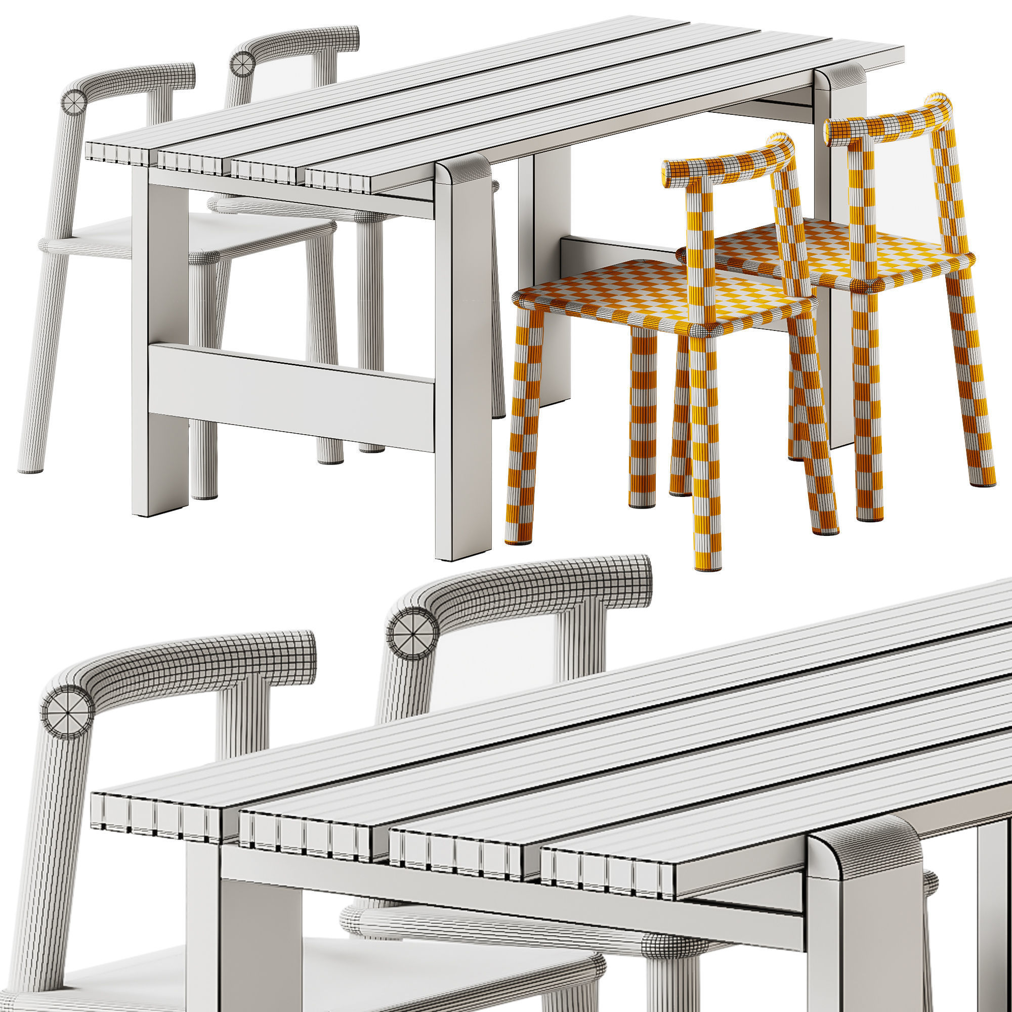 Weekday Table by Hay and MIDI Open back chair by Found 3D model | CGTrader
