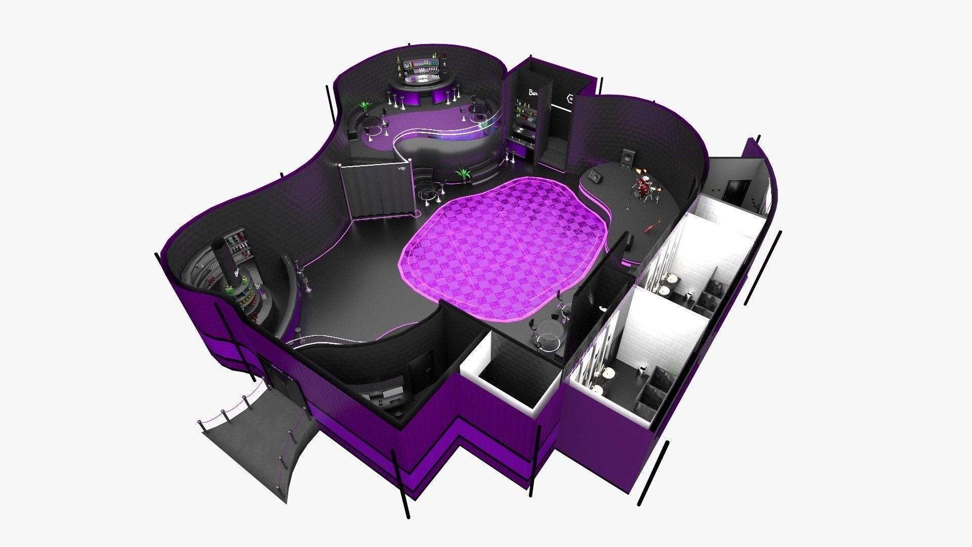 3D model Night Club Complete - Interior Exterior Environment Design VR ...