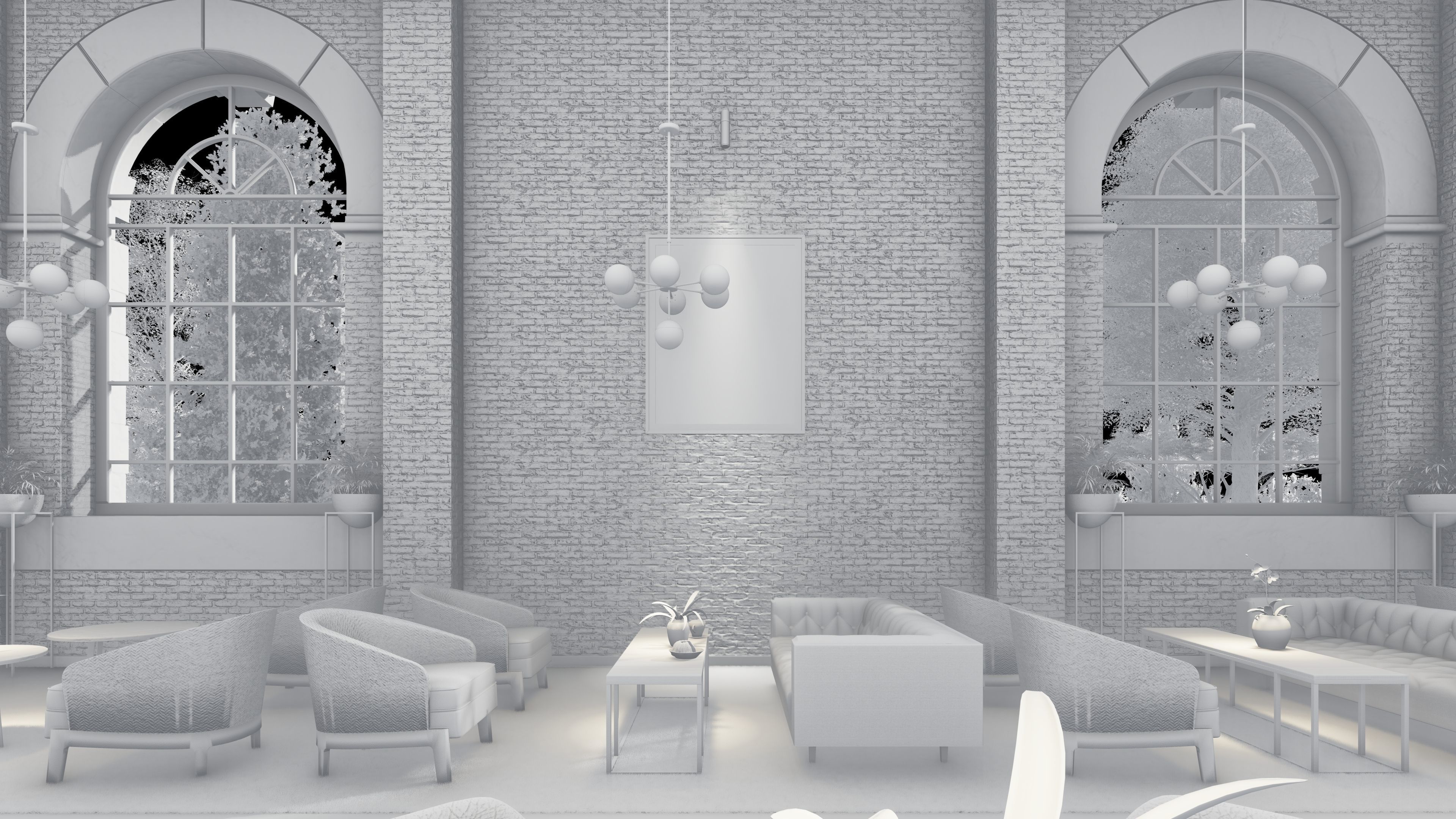 Industrial Restaurant and Bar Interior - 2D drawing A1 size 3D model ...