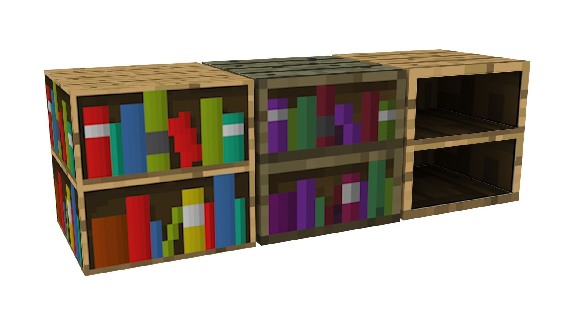 Minecraft Bookshelves 3D model | CGTrader
