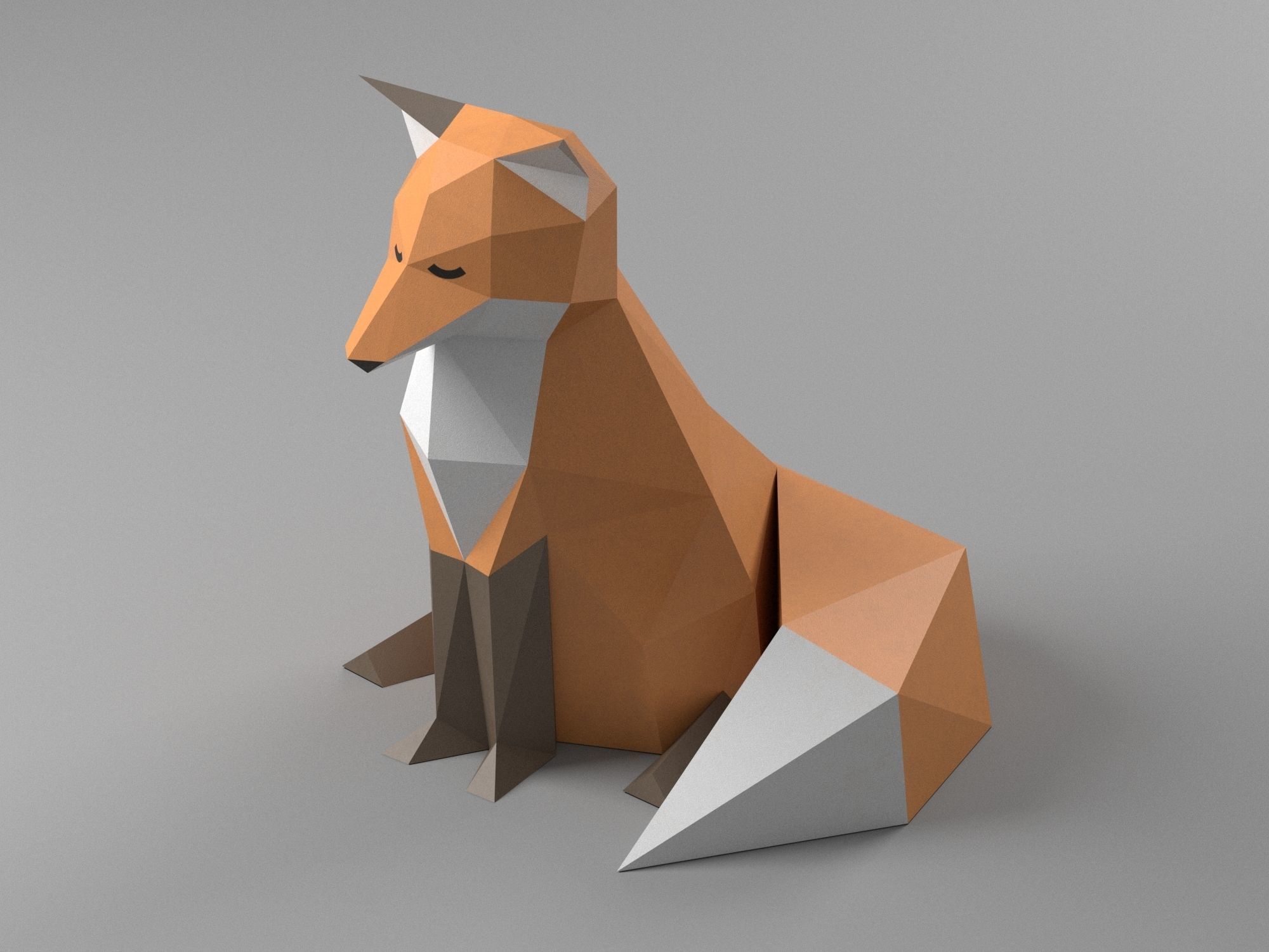 3D model Fox polygonal papercraft decoration VR / AR / low-poly | CGTrader