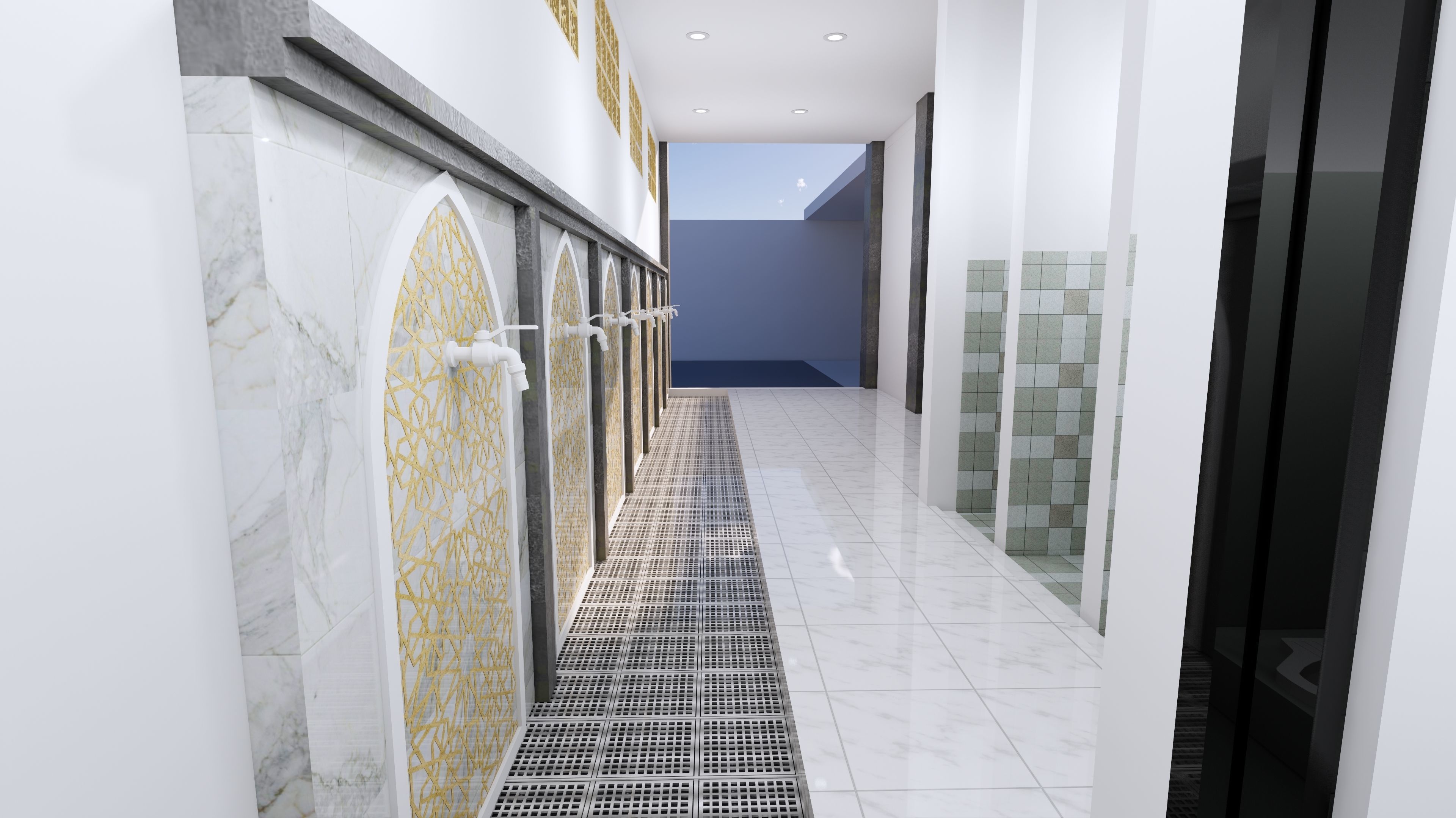 Toilet and Wudhu spot at Mosque smallMosque Prayer room islam 3D model ...