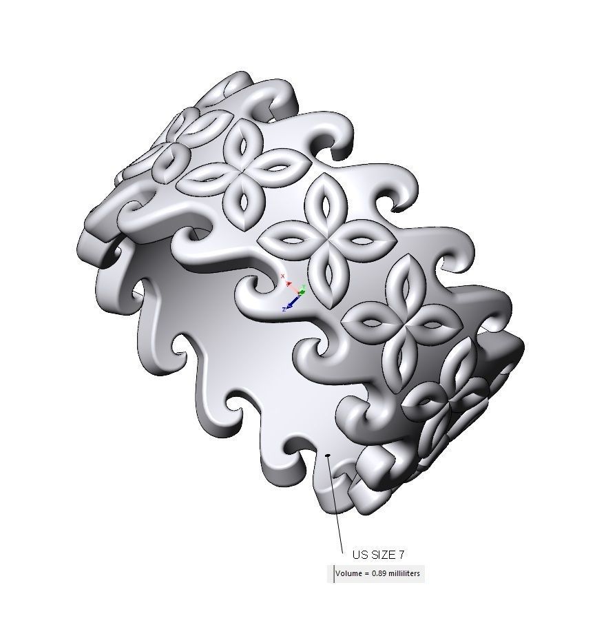 Celtic flower wave pattern band US sizes 7 8 9 3D model 3D printable ...