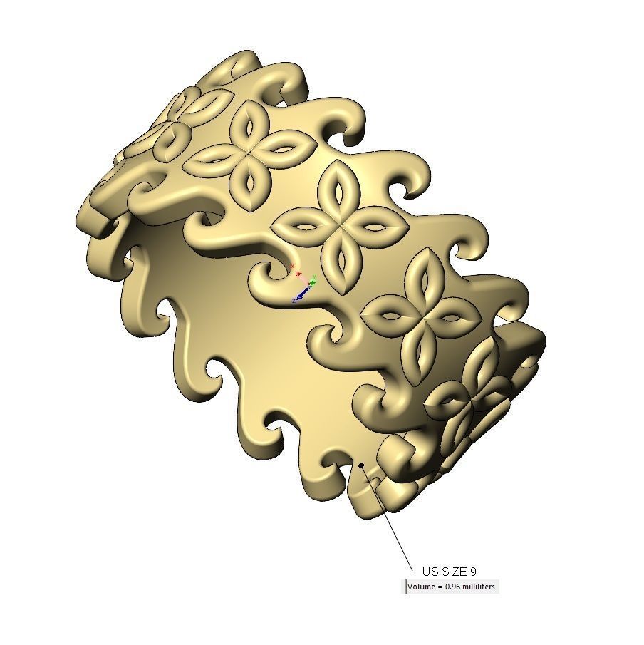 Celtic flower wave pattern band US sizes 7 8 9 3D model 3D printable ...