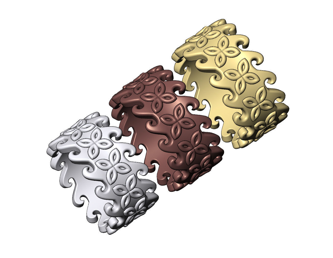 Celtic flower wave pattern band US sizes 7 8 9 3D model 3D printable ...