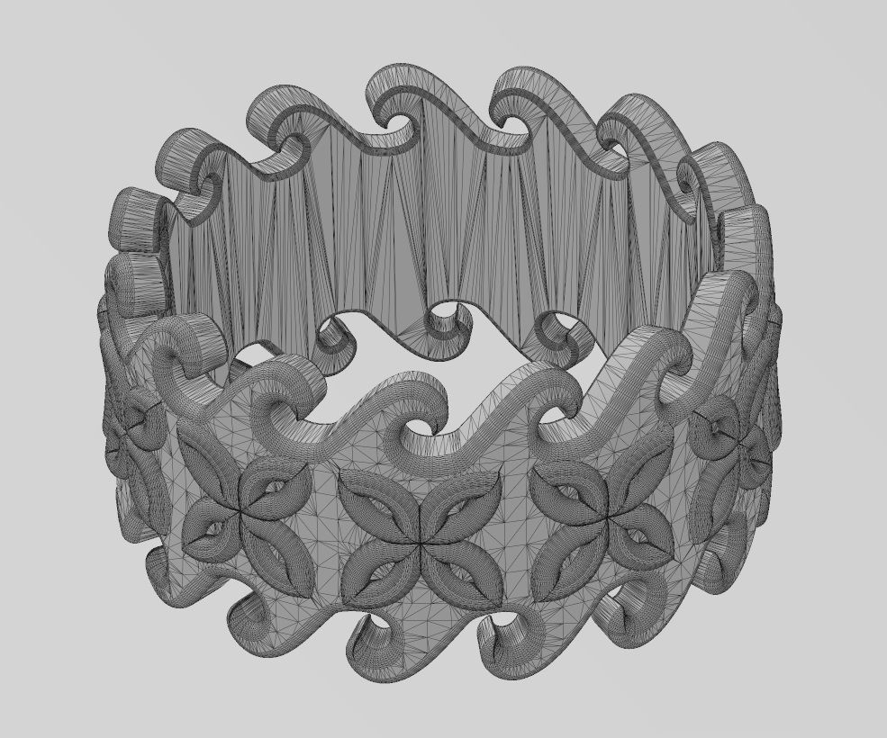 Celtic flower wave pattern band US sizes 7 8 9 3D model 3D printable ...