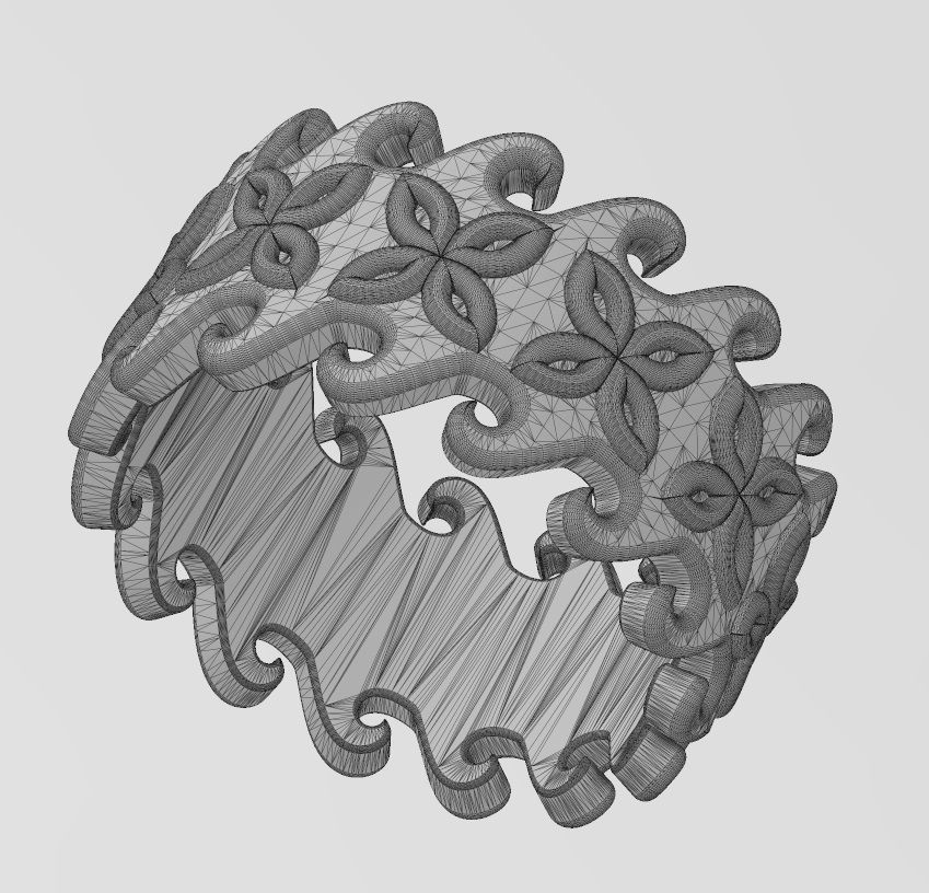 Celtic flower wave pattern band US sizes 7 8 9 3D model 3D printable ...
