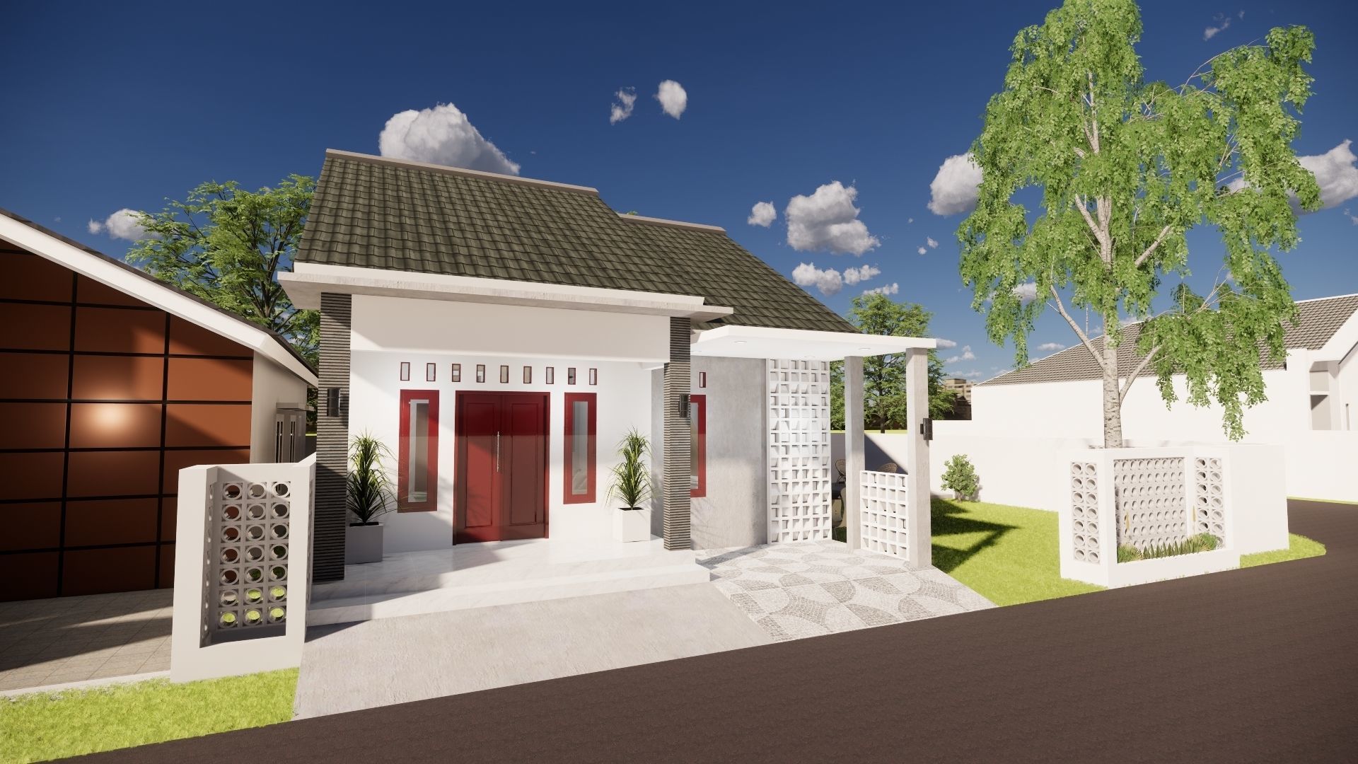 3D model 1 Floor Minimalist Modern House Design Full Interior VR / AR ...