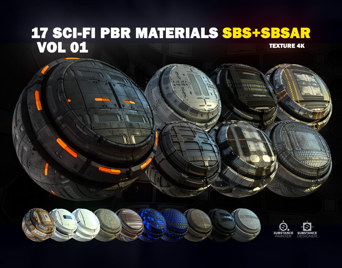 17 Sci-Fi PBR materials 3D model | CGTrader