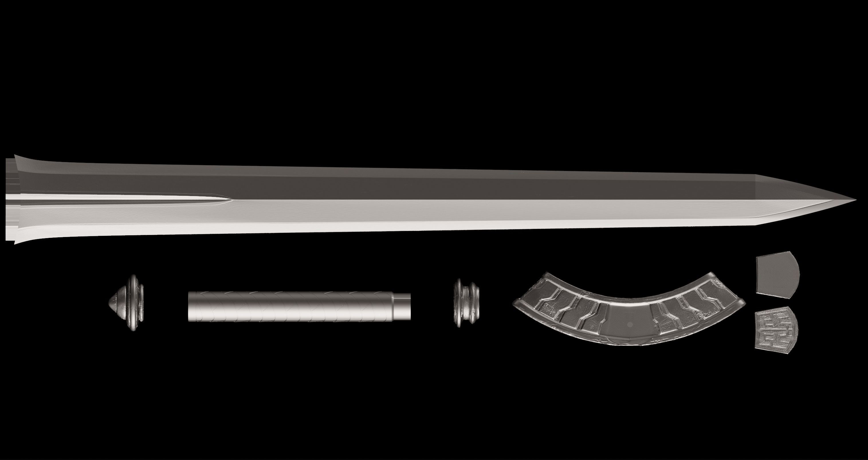 ZACK 2ed CLASS SHINRA SOLDIER SWORD 3D PRINT -FF7CC REUNION-STL 3D ...