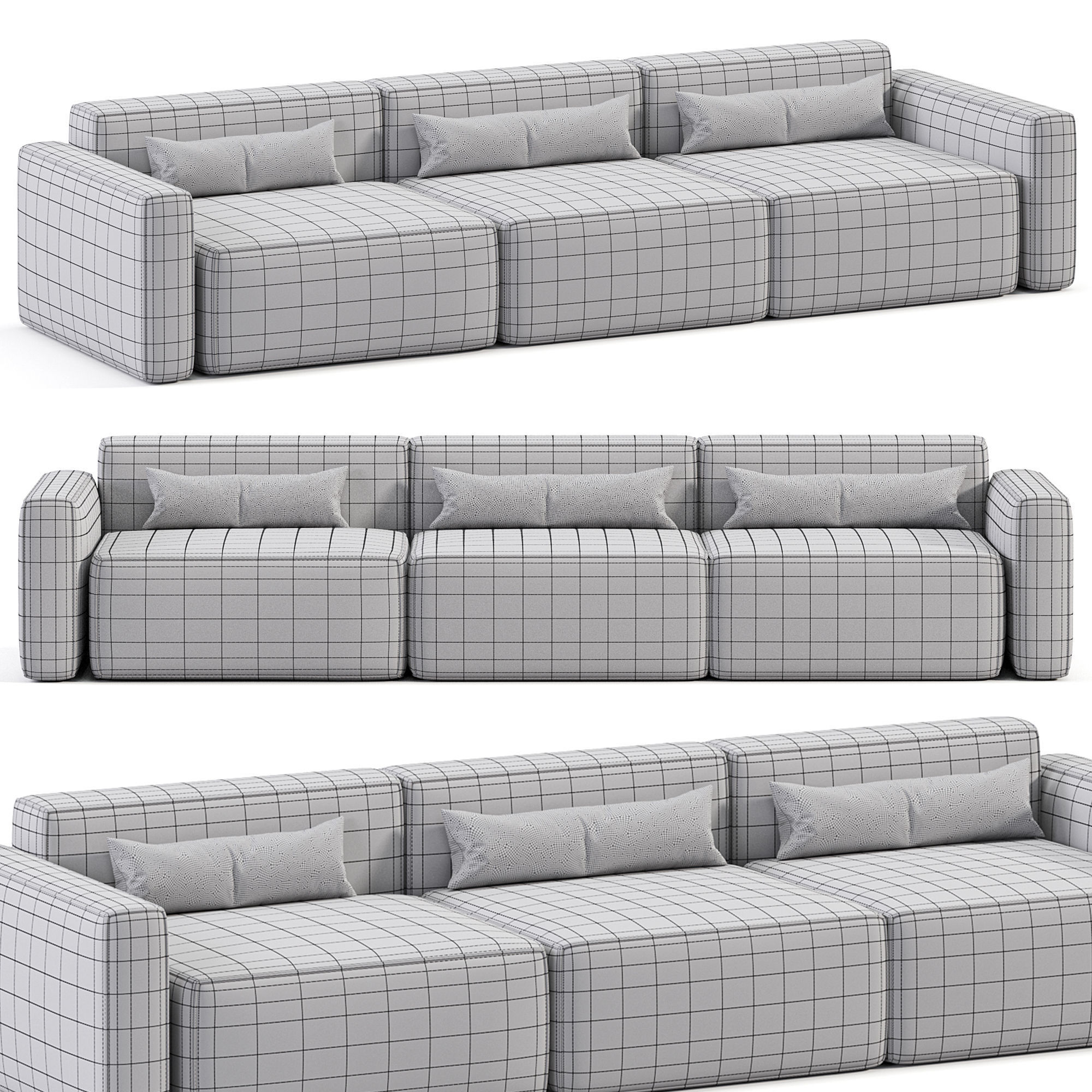 Mix Modular 3 Piece Sofa free 3D model | CGTrader