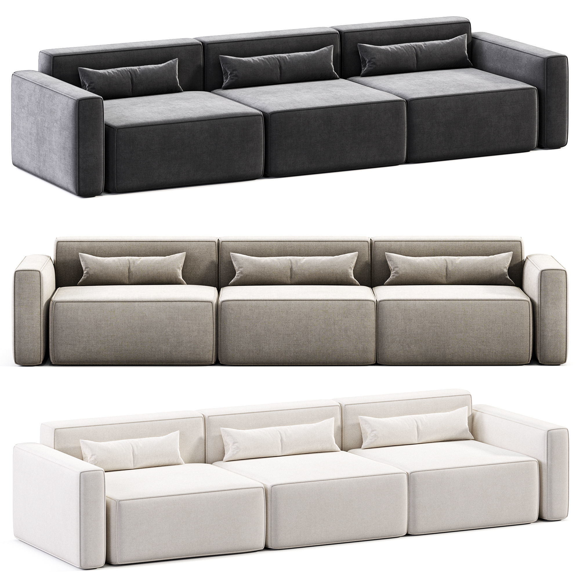 Mix Modular 3 Piece Sofa free 3D model | CGTrader