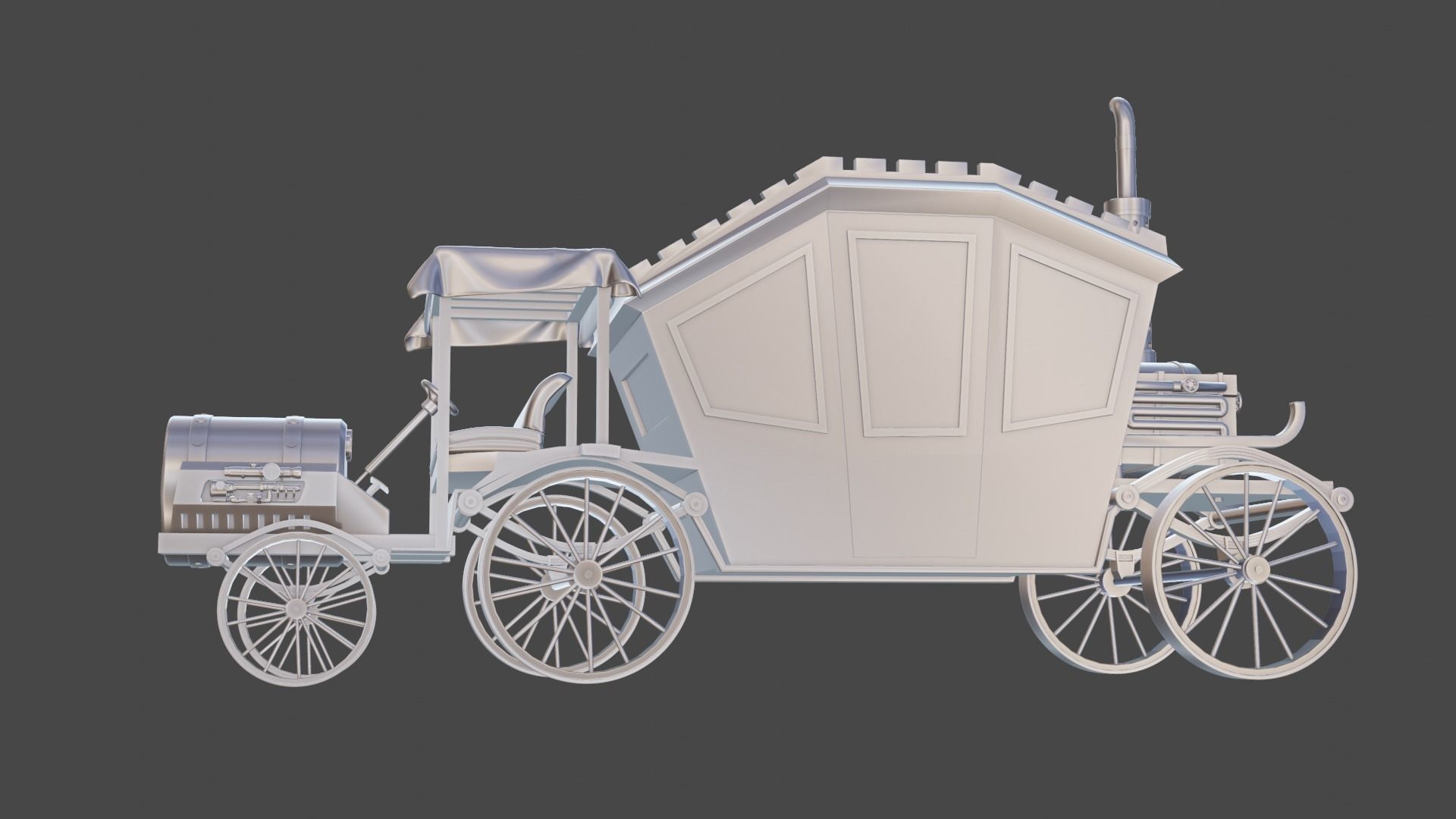 3D model Steampunk Engine Old Medieval Carriage VR / AR / low-poly ...