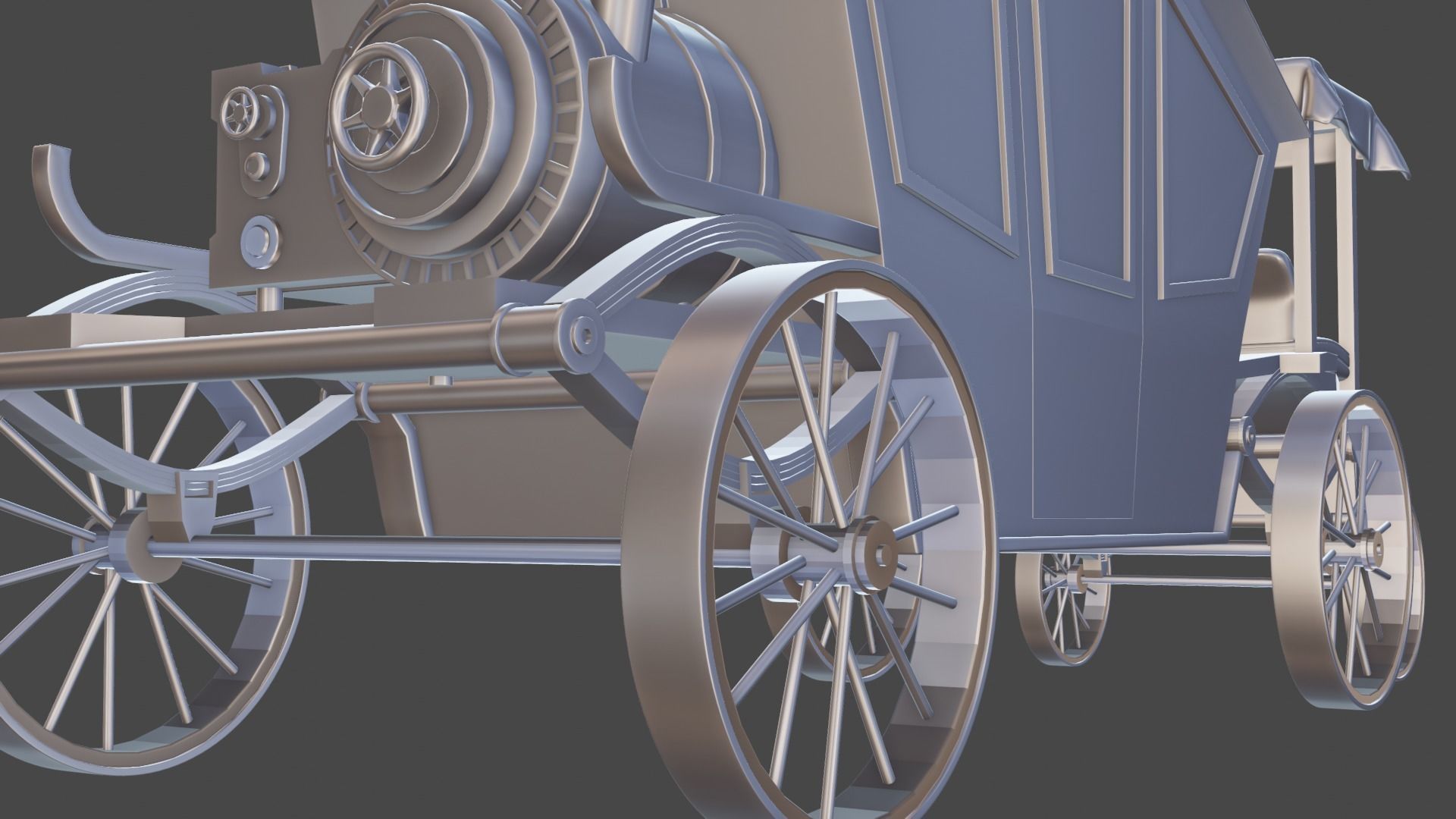 3D model Steampunk Engine Old Medieval Carriage VR / AR / low-poly ...
