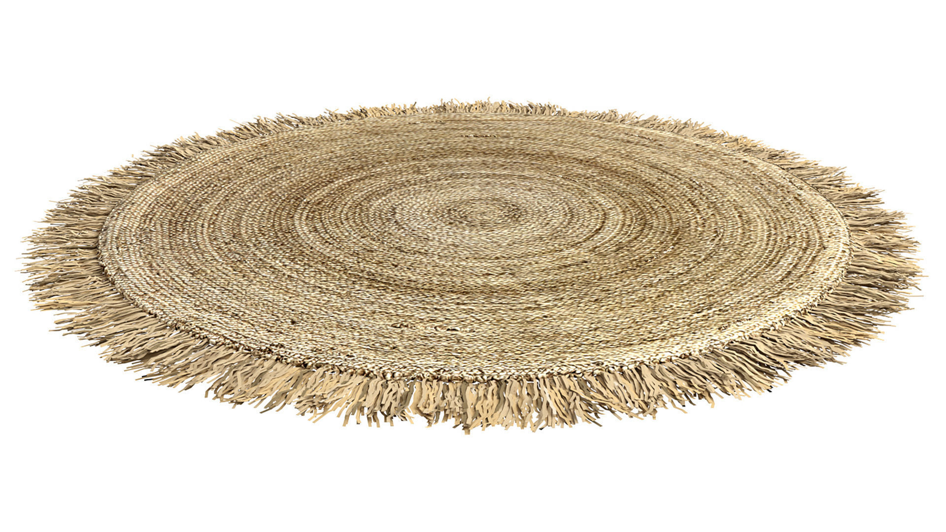 Hand Woven Rafia Jute Braided Rug Round Natural 3D model | CGTrader