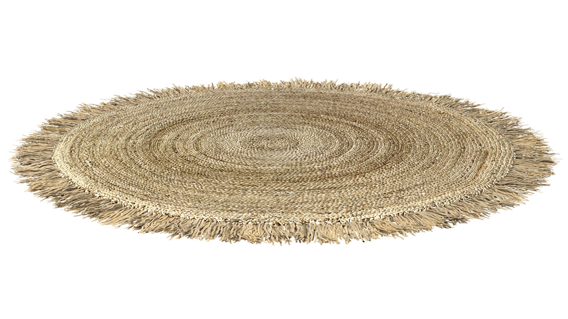 Hand Woven Rafia Jute Braided Rug Round Natural 3D model | CGTrader