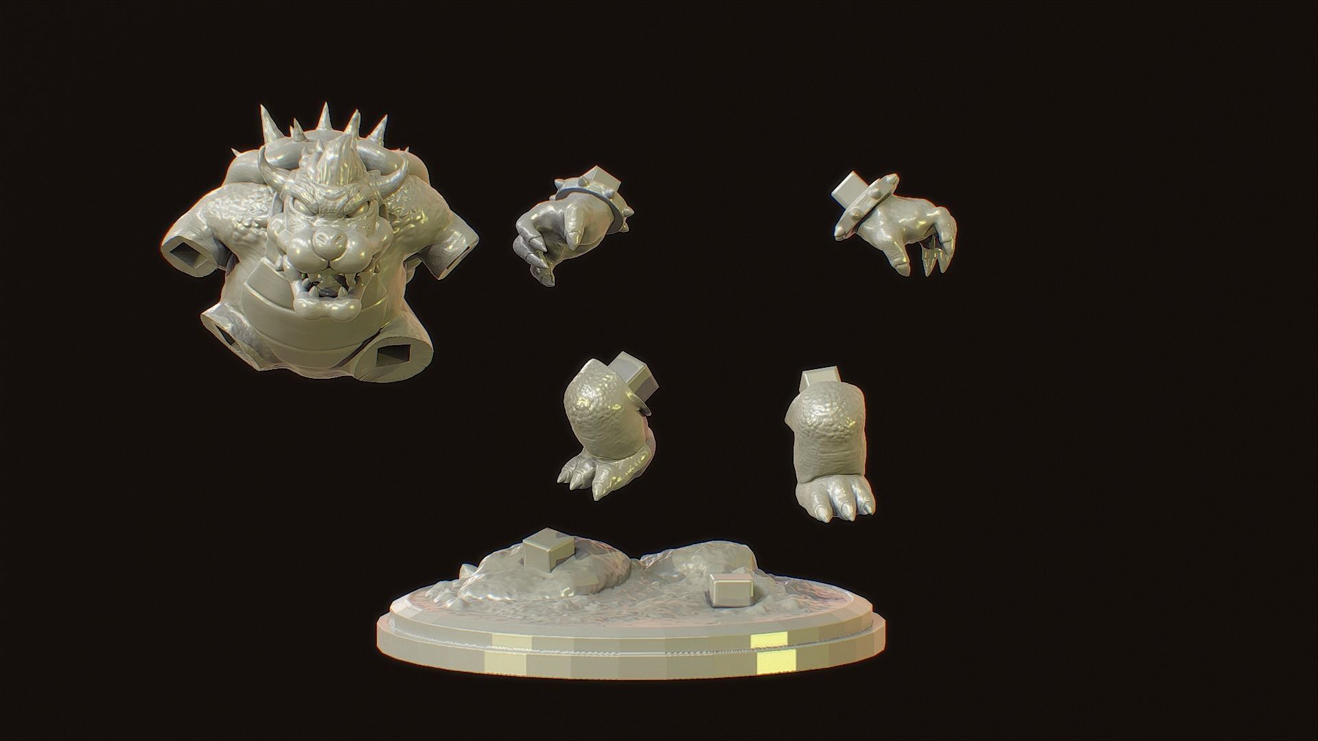 Bowser sculpture 3D model 3D printable | CGTrader