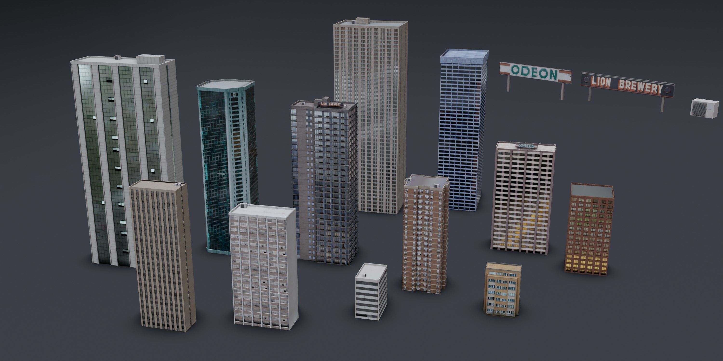 3D model City Pack Low-Poly Building Collection VR / AR / low-poly ...