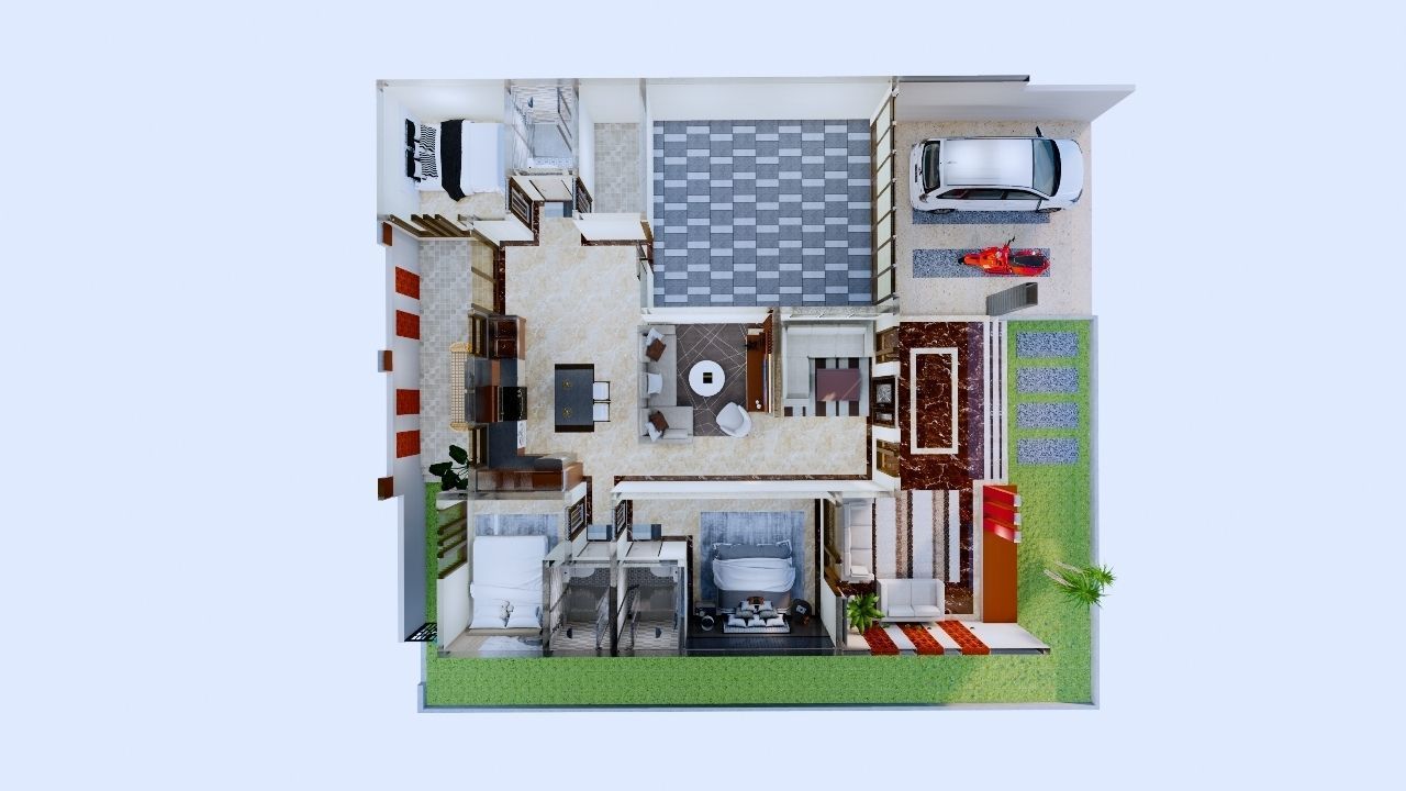 1 Floor Modern House Design Full Interior Paket 3D model | CGTrader