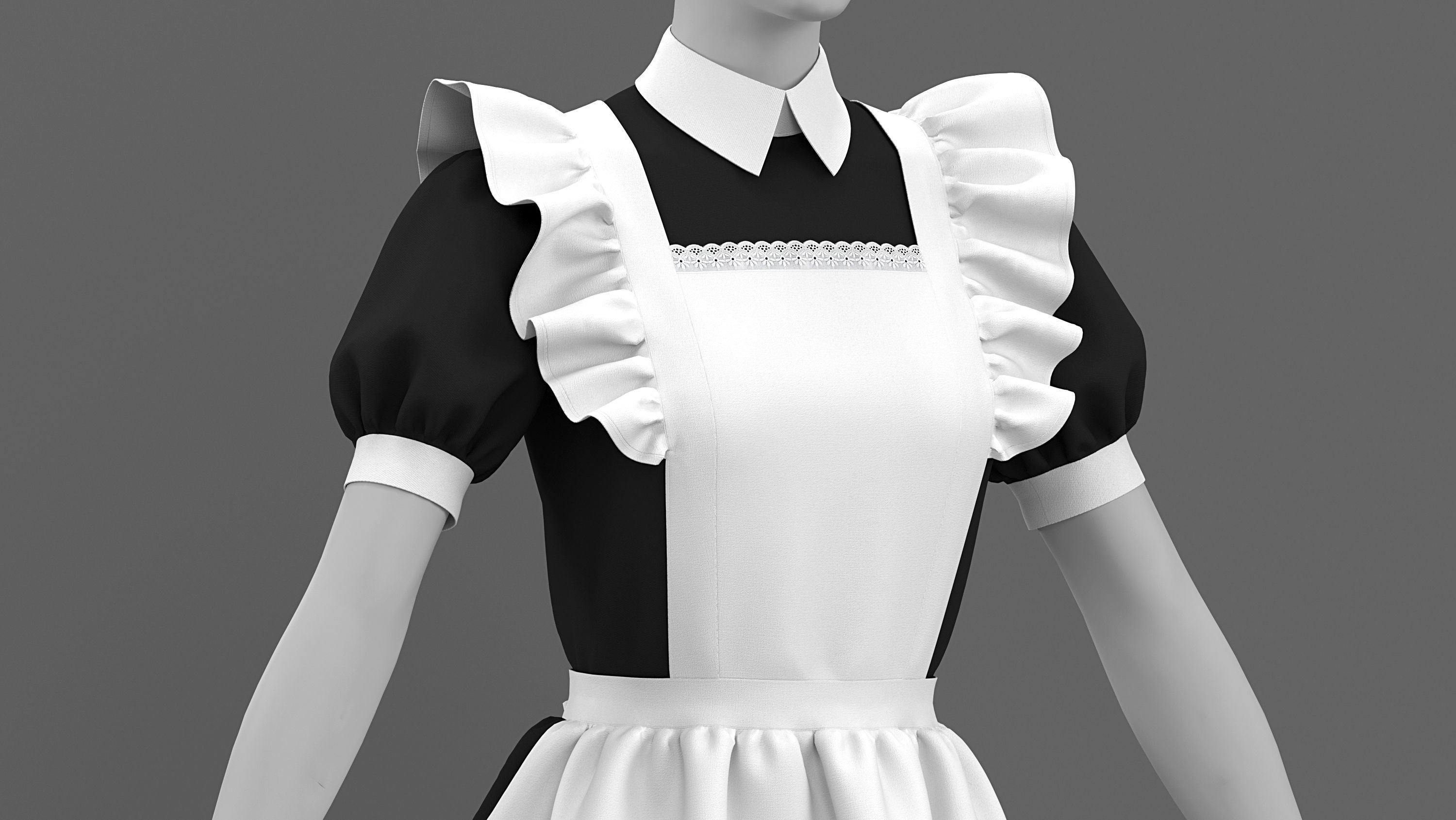 Maid Dresses and 4 Headpieces 3D model | CGTrader