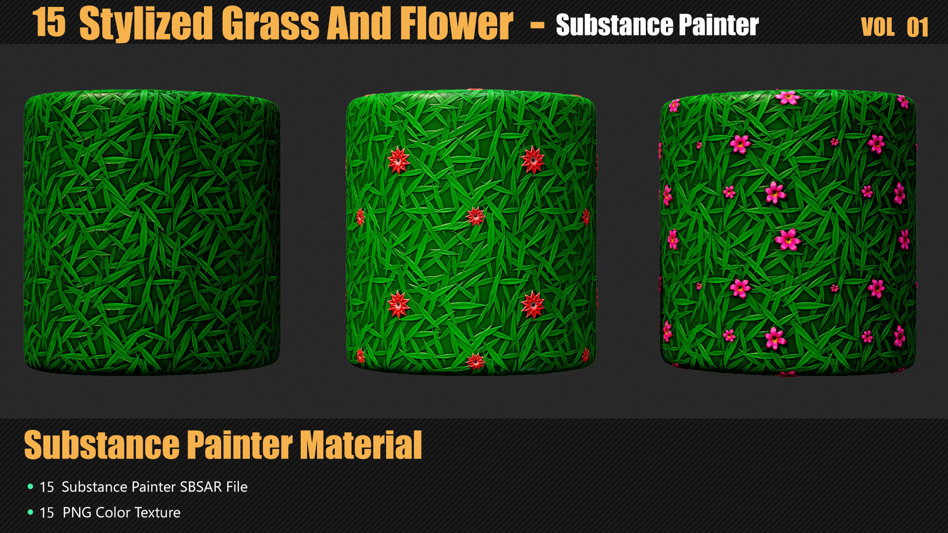 15 Stylized Grass And Flower Materials In Substance Painter Texture ...