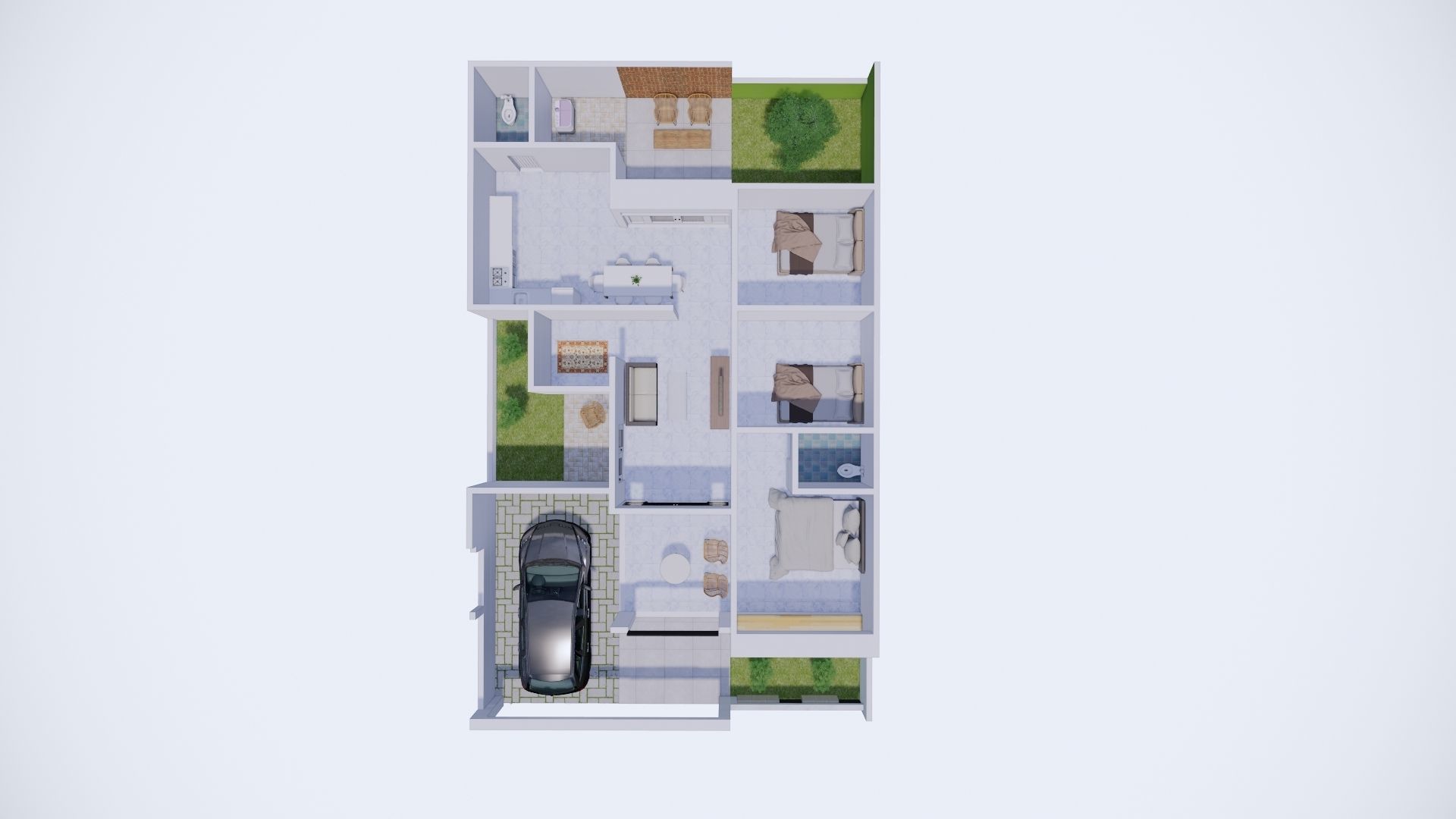 1 Floor Modern House Design Full Interior 3D model | CGTrader