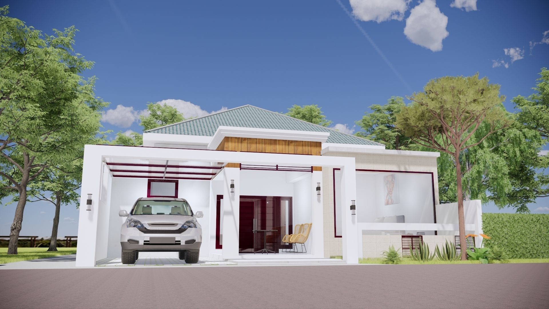 1 Floor Modern House Design Full Interior 3D model | CGTrader