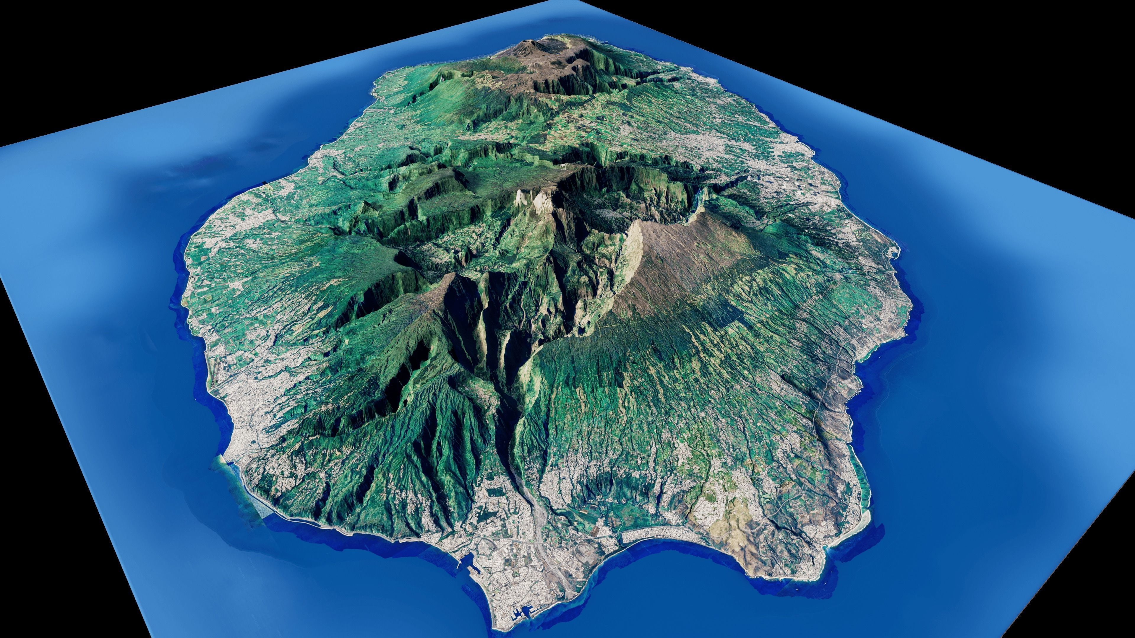 Reunion island full 3d model terrain 3D model | CGTrader