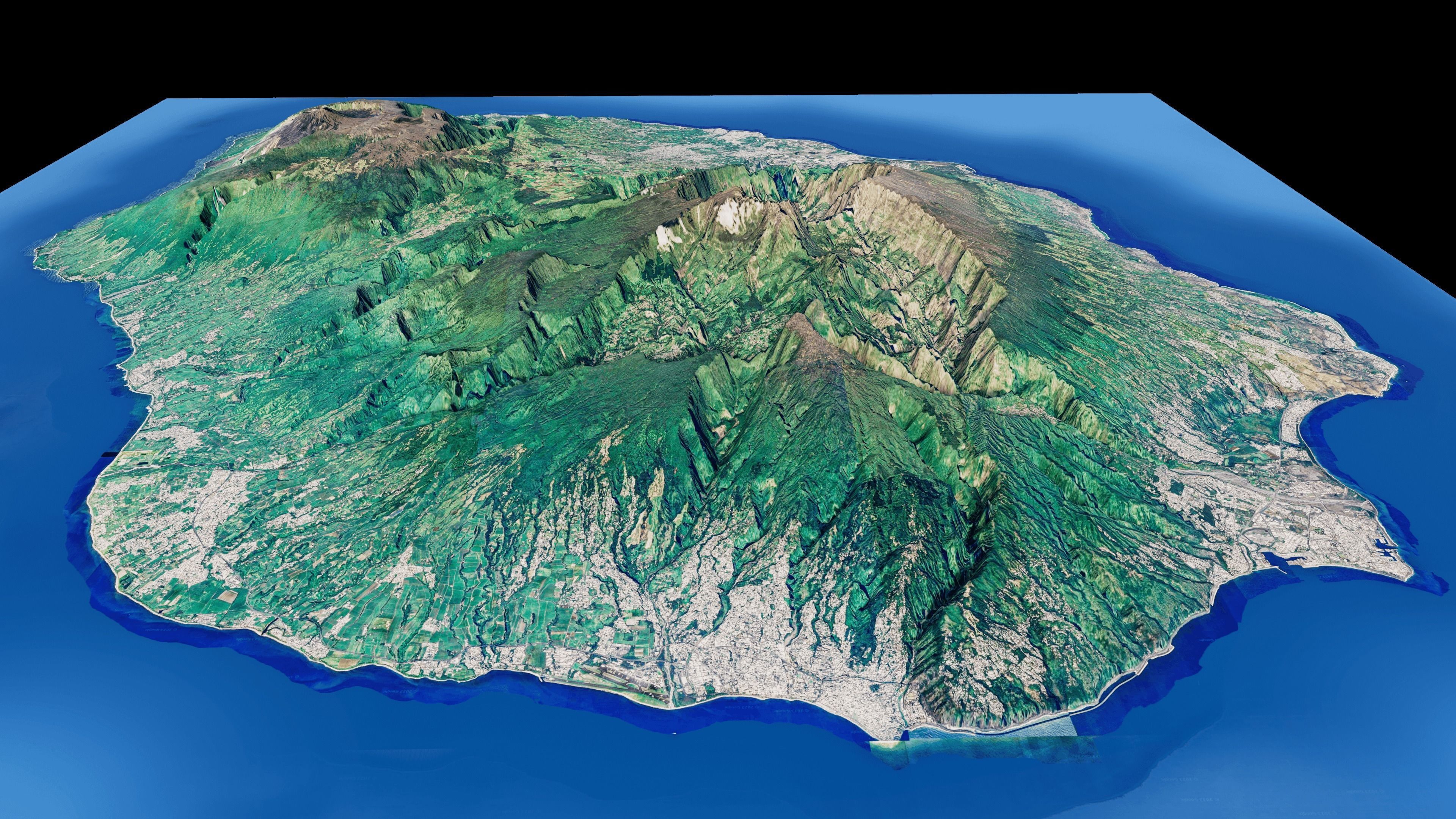 Reunion island full 3d model terrain 3D model | CGTrader