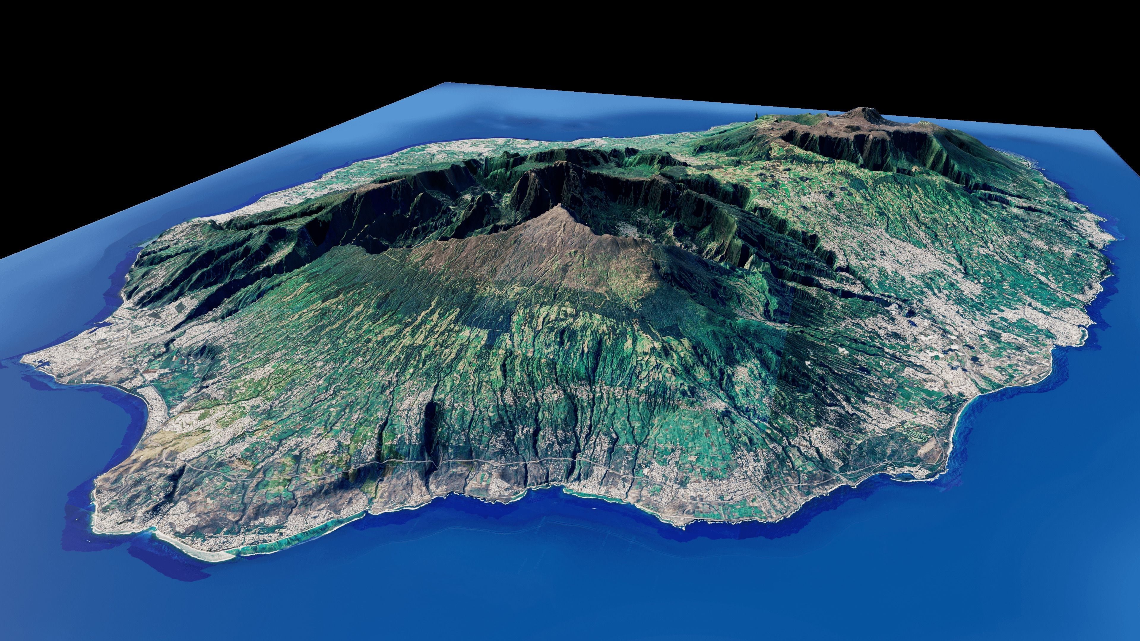 Reunion island full 3d model terrain 3D model | CGTrader