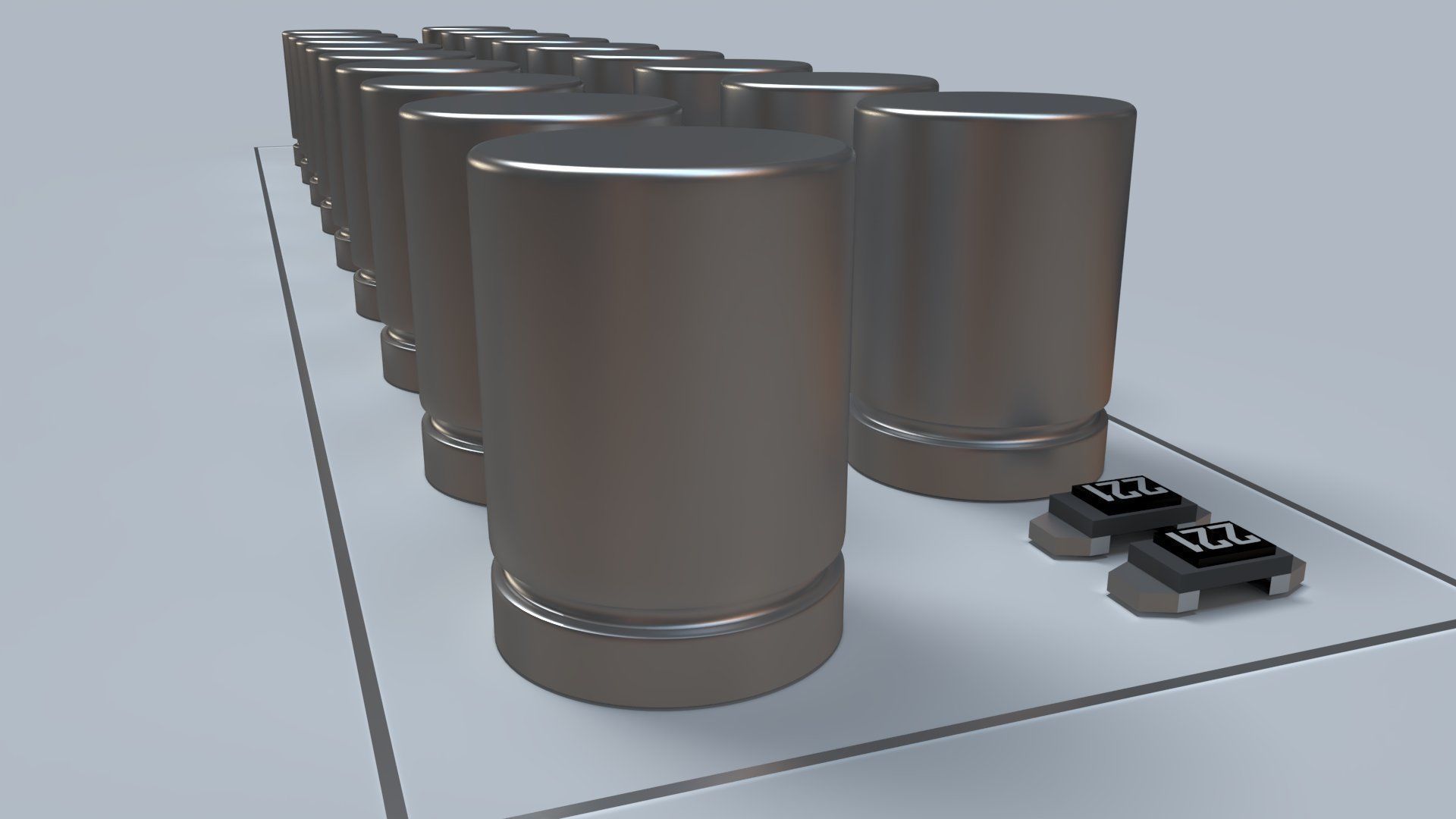 3D model Set of 18 Motherboard Aluminium Radial Electrolytic Capacitors VR / AR / low-poly ...